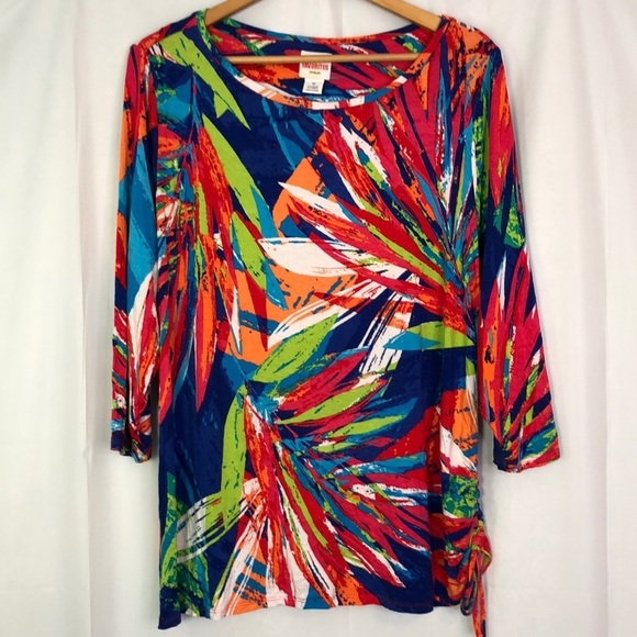 Ruby Rd. | Tops | Ruby Rd Womans Bold Color Floral 34 Sleeve Tunic Top ...